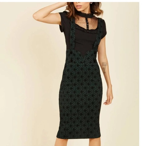 Collectif Vintage | Skirts | Collectif Vintage Green Brocade Suspender ...